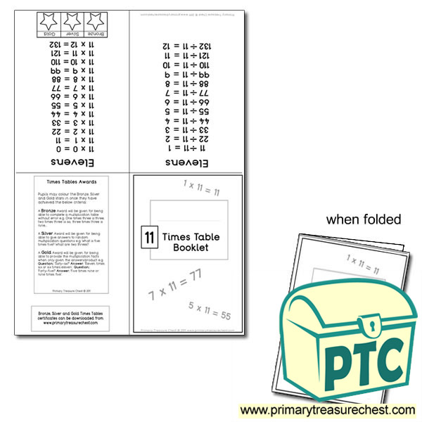 Eleven Times Table Booklet (Format 2) - Primary Treasure Chest Eleven Times Table Booklet (Format 2) - Primary Treasure Chest