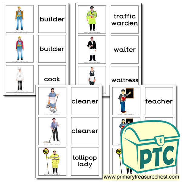 People Who Help Us Themed Matching Cards Primary Treasure Chest
